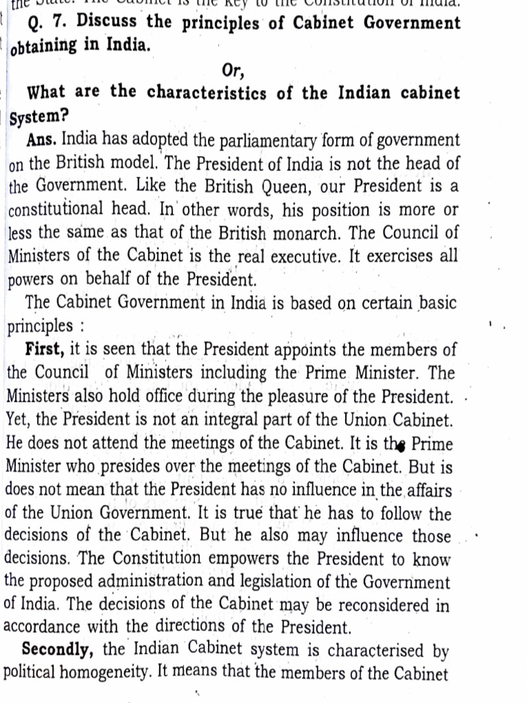 Principles of Cabinet Government in India | PDF | Cabinet (Government ...