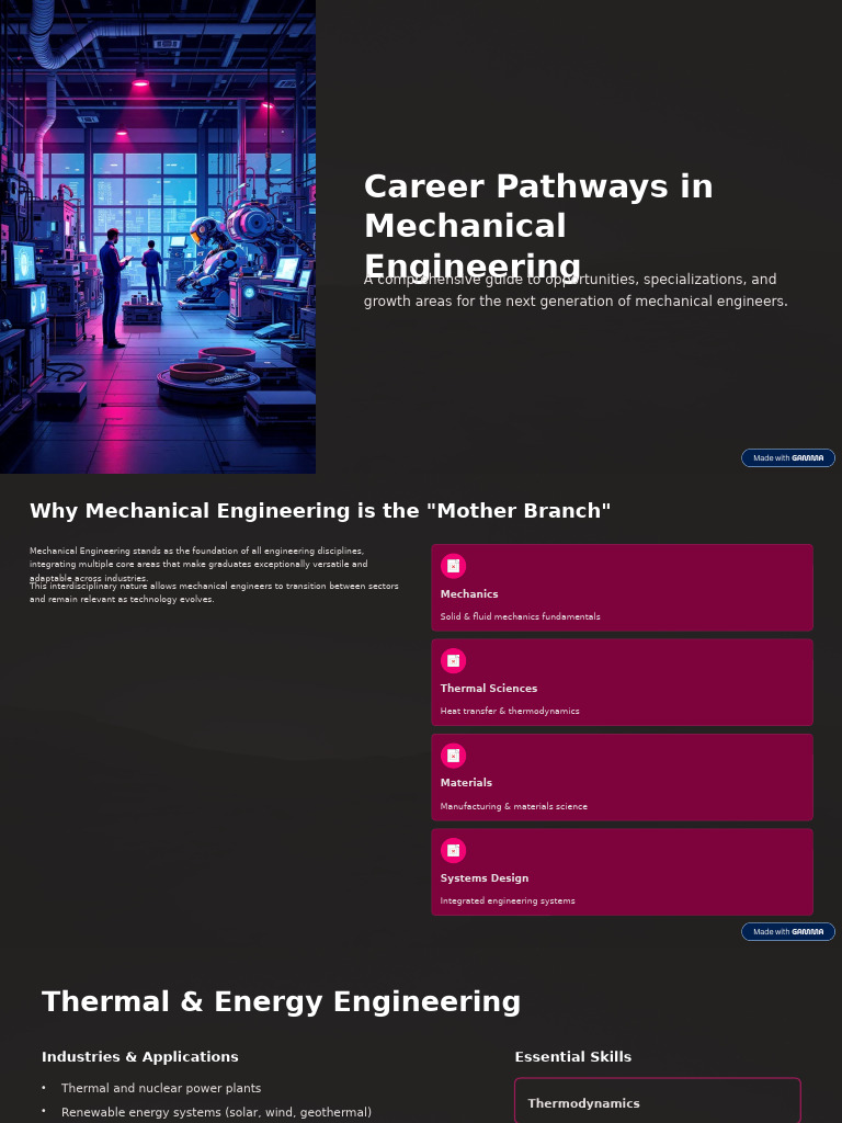 Career Pathways in Mechanical Engineering | PDF | Engineering | Heat
