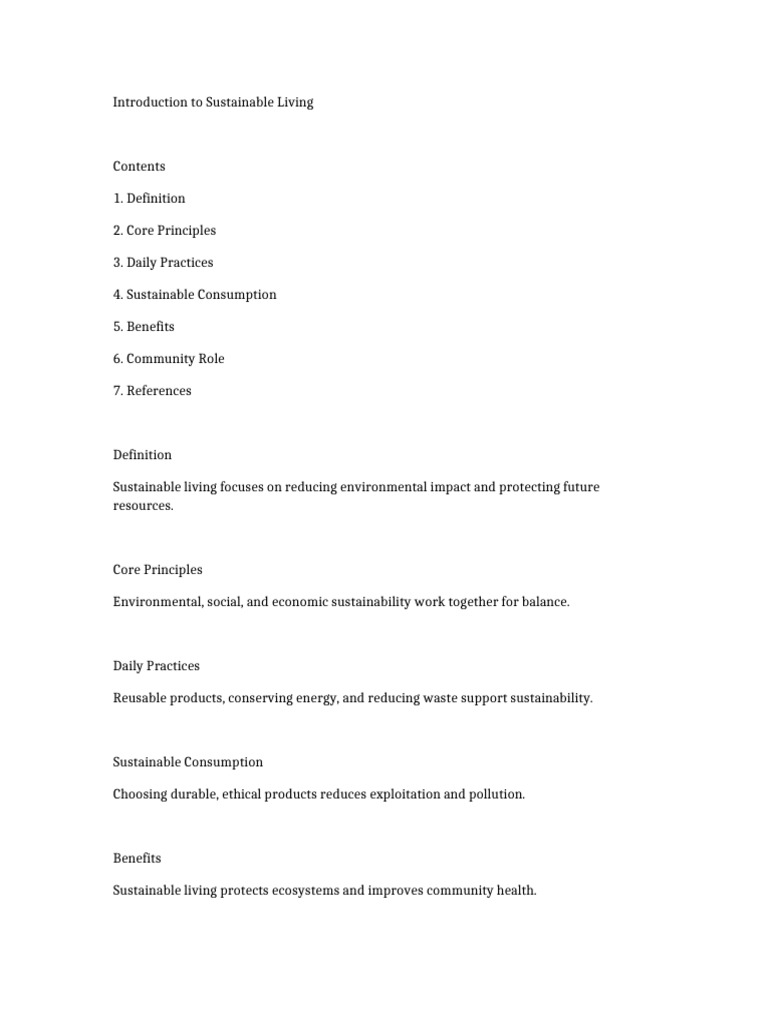 Introduction To Sustainable Living | PDF