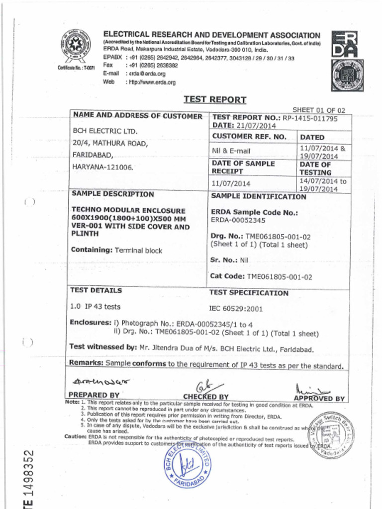 Type Test Report-IP-ACB INDIA-5014ABCDEFGHJKLMNPQ | PDF