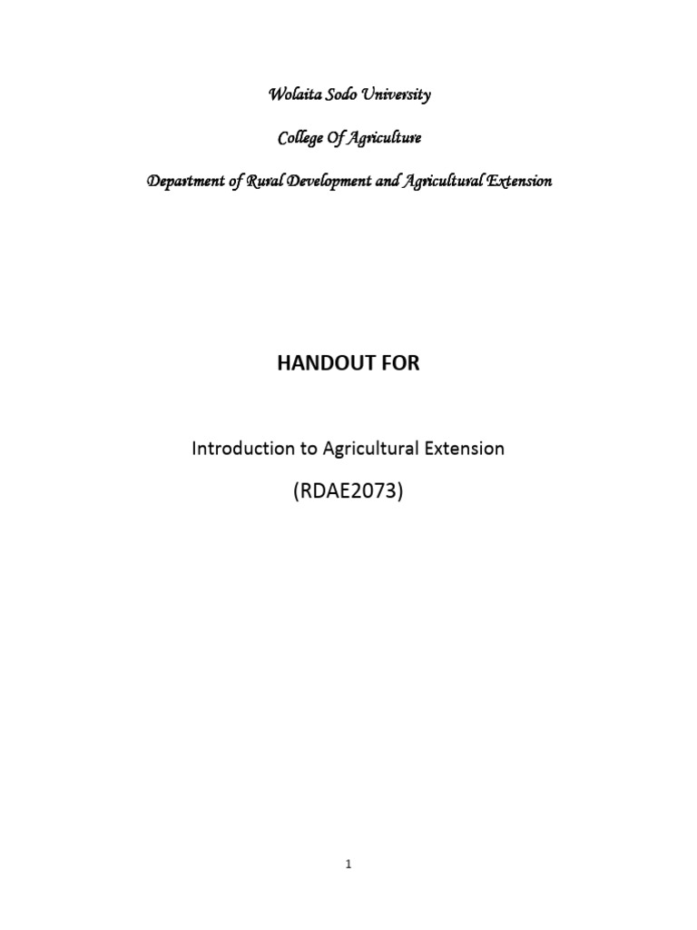Introduction to Agricultural Extension Course | PDF | Communication ...