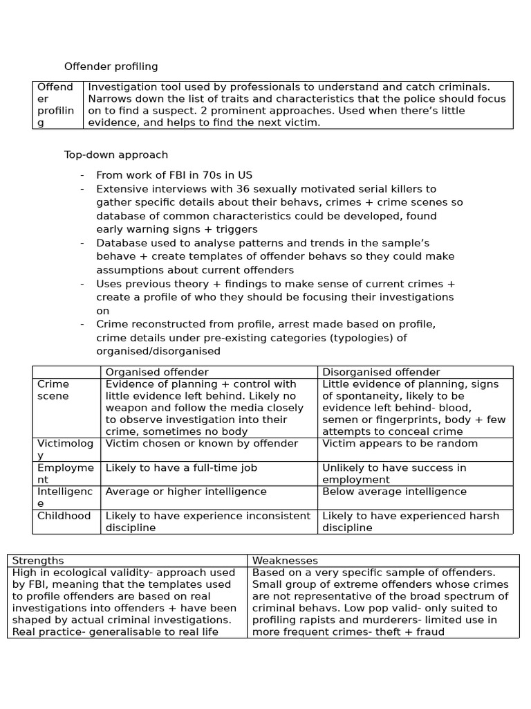Understanding Offender Profiling Techniques | PDF | Offender Profiling ...