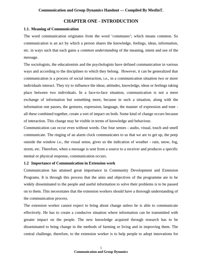 Communication in Group Dynamics | PDF | Communication | Nonverbal ...