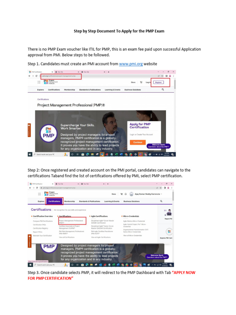 Step by Step Document To Apply For The PMP Exam | PDF | Project ...