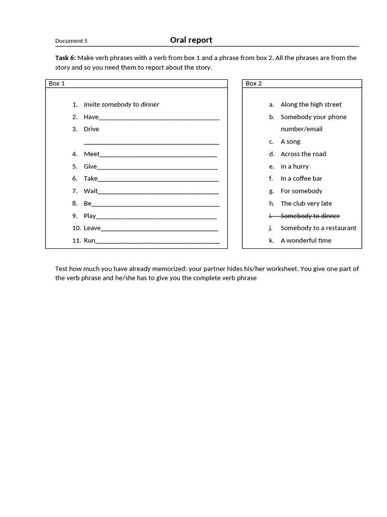 Verb Phrases for Story Reporting | PDF