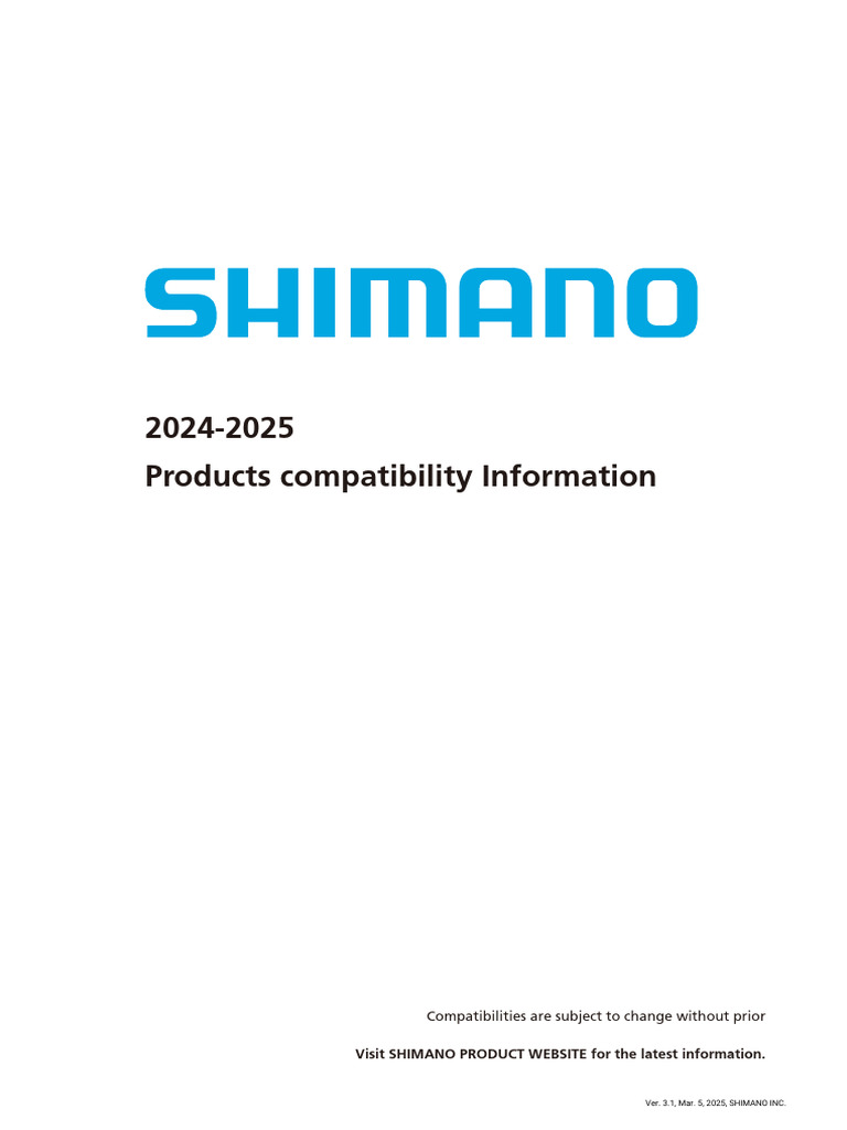 Shimano 2024-2025 Product Compatibility Guide | PDF | Human Powered ...