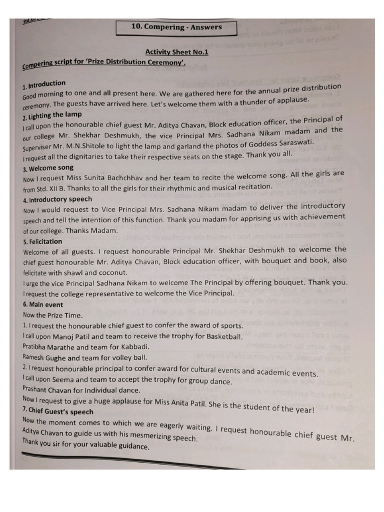 Art of Compering Examples | PDF
