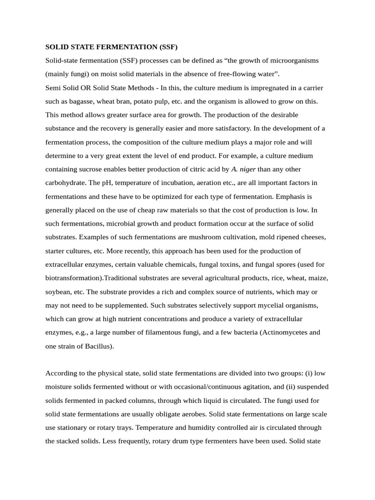 Solid State Fermentation 1 | PDF | Fermentation | Fungus