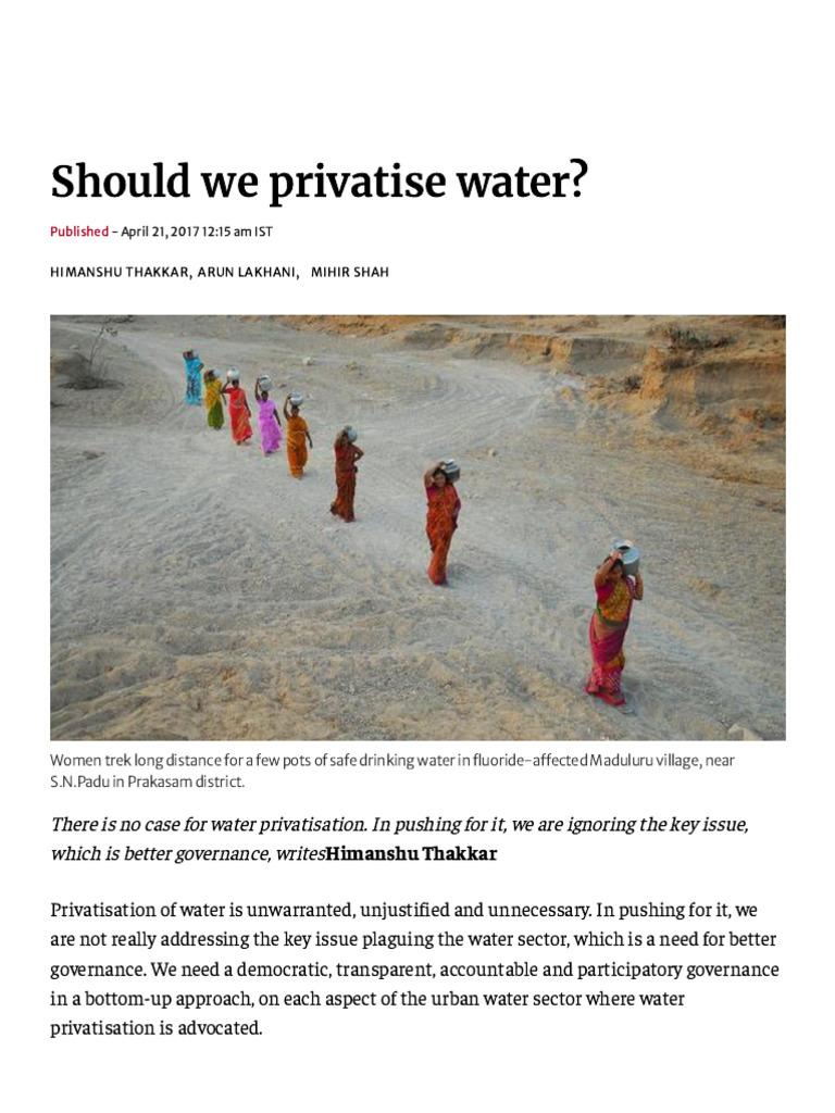 Water Governance: Beyond Privatisation Debate | PDF | Groundwater | Water