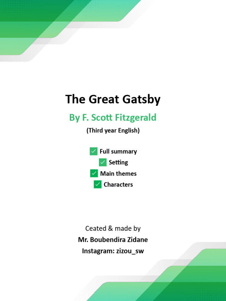 The Great Gatsby (Full Analysis) by Zizou | PDF | The Great Gatsby