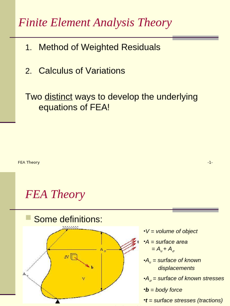 Finite Element Analysis Theory | PDF | Finite Element Method | Equations