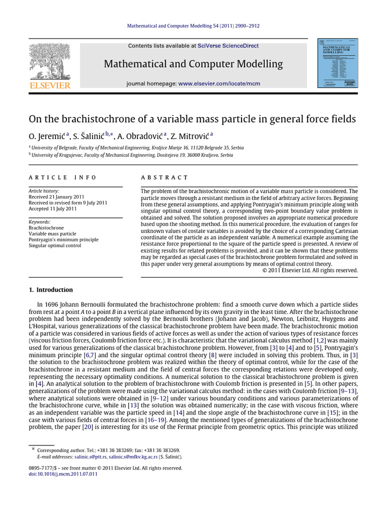 ScienceDirect S08957177110042131 | PDF | Force | Physics