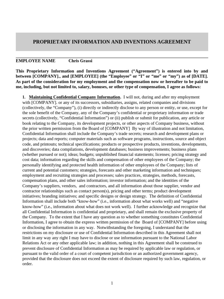 Proprietary Information Agreement | PDF | Legal Remedy | Arbitration