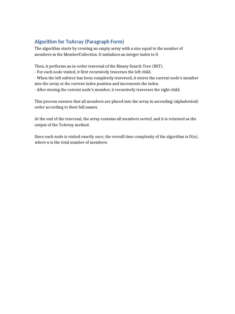 ToArray Algorithm for BST Members | PDF