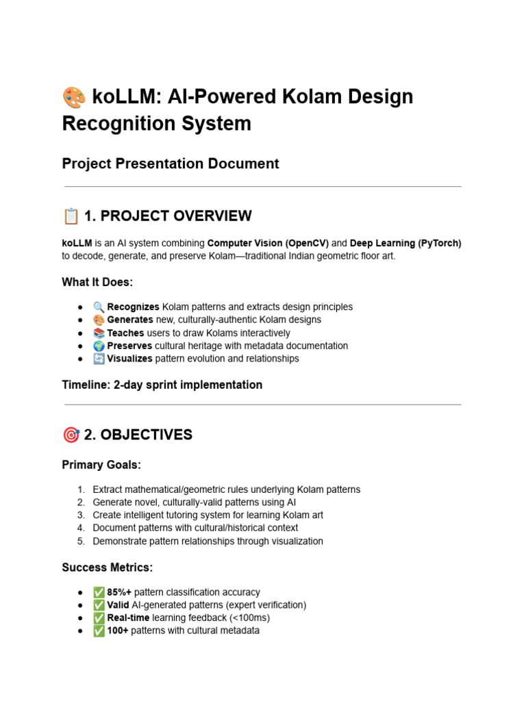 ? KoLLM - AI-Powered Kolam Design Recognition System | PDF ...