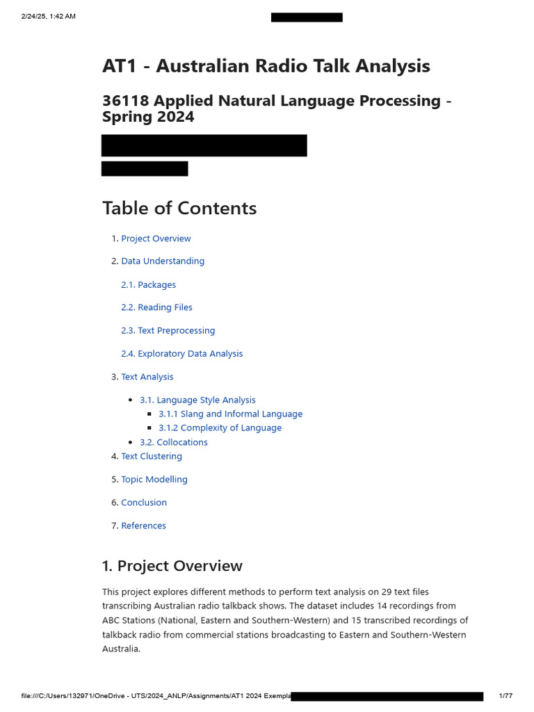 AT1Sample ANLP2024 Redacted Sample Redacted | PDF | Cluster Analysis
