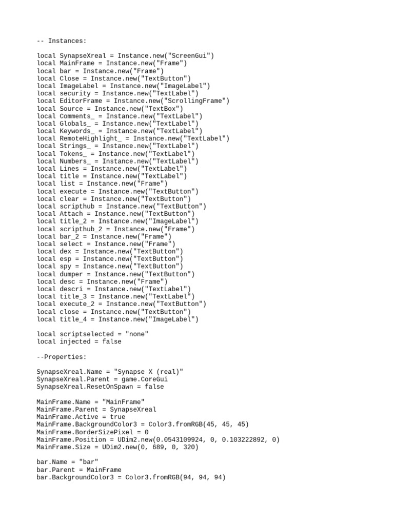 Synapse X Remake Script Roblox | PDF | Text | Software