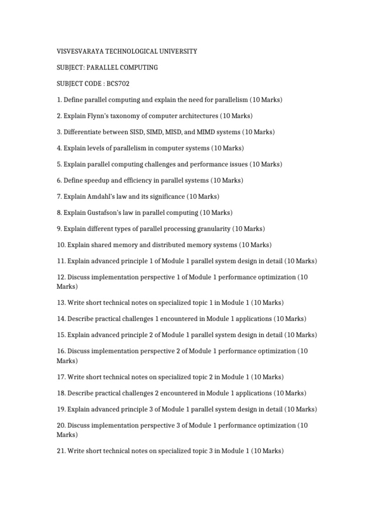 Module1 Question Bank BCS702 | PDF | Parallel Computing