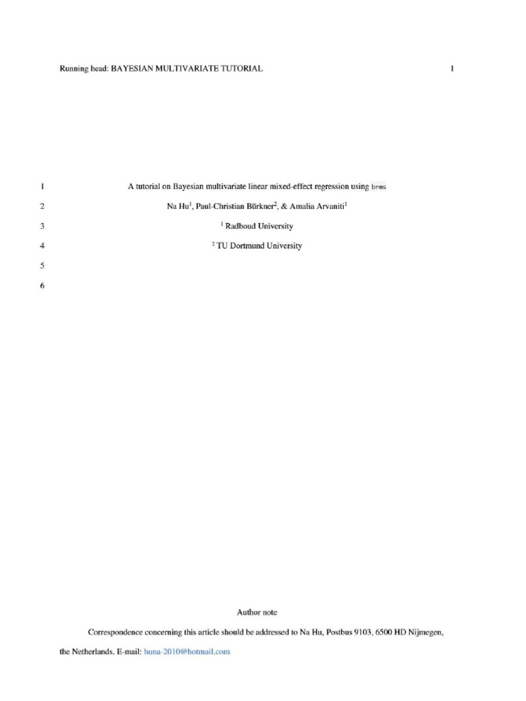 Arvanit - Bayesian Multivariate Tutorial | PDF