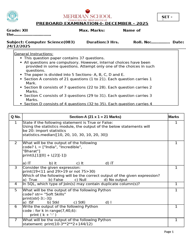Grade XII Computer Science Preboard Exam | PDF | File Transfer Protocol ...