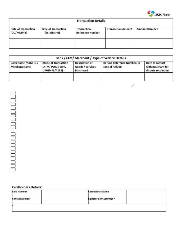 7008 Dispute Declaration Form - New281222 | PDF | Credit Card | Debit Card