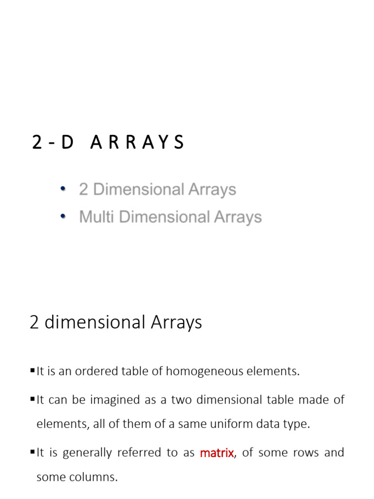 2D and Multidimensional Arrays | PDF | Computer Programming | Computer Data
