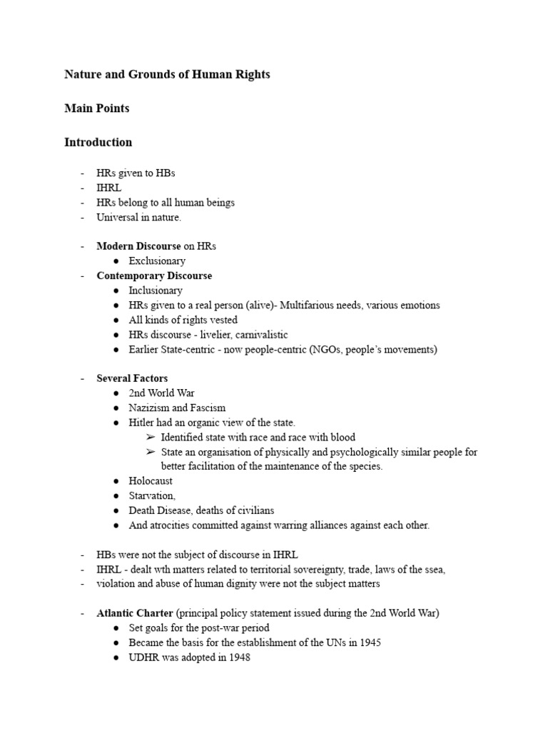 1a. Summary - Nature and Grounds of Human Rights | PDF | Human Rights ...