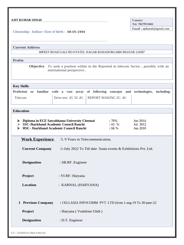Ajit CV | PDF | 4 G | Information And Communications Technology