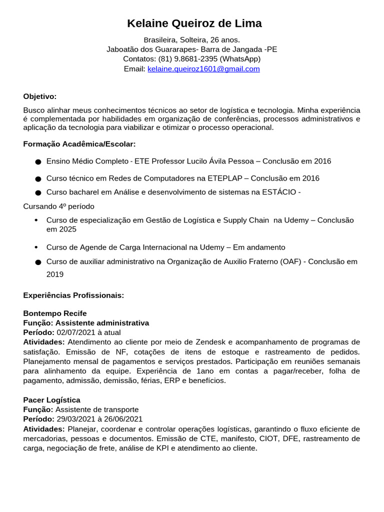 CV ADM - Atualizado | PDF | Logística | Business