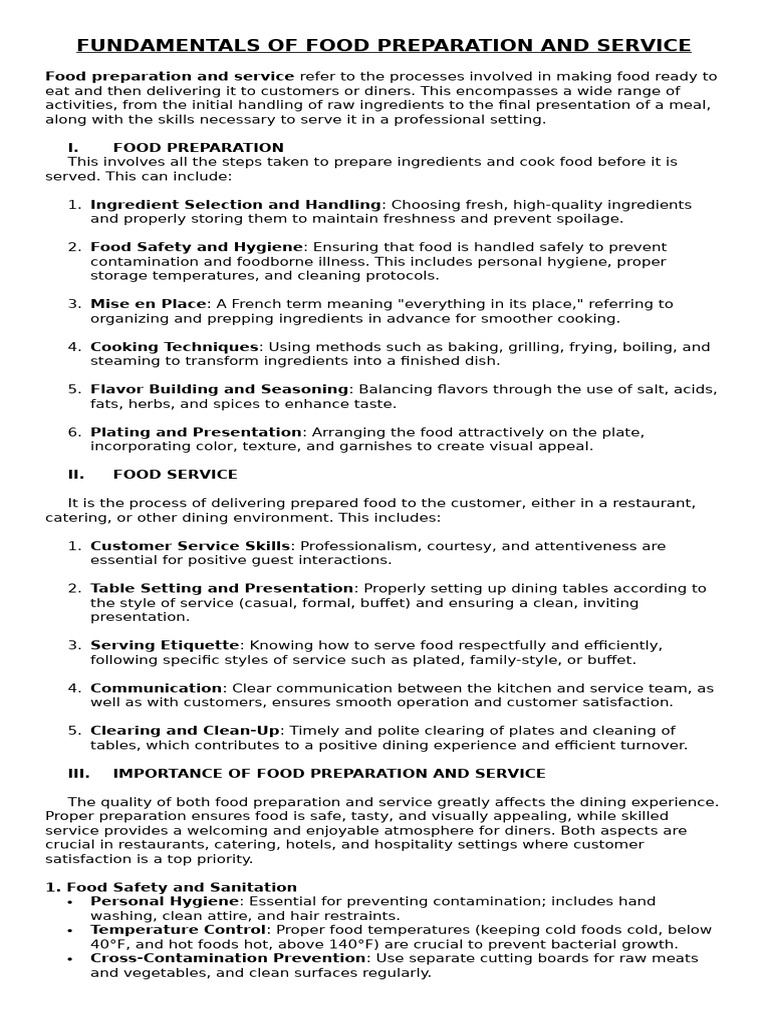 Food Preparation and Service Essentials | PDF | Cooking | Cookware And ...