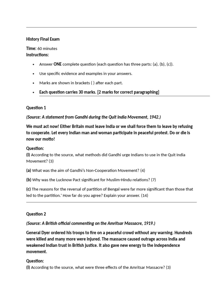 History Final Exam Grade 8 | PDF