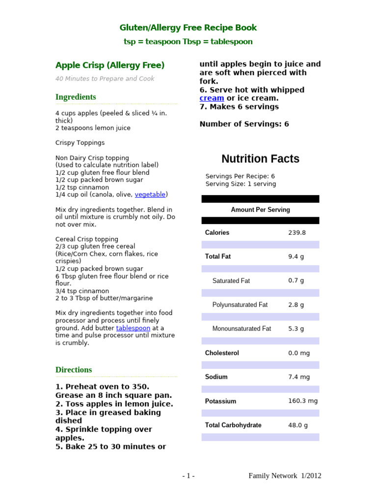 Apple Crisp | PDF | Fat | Tablespoon