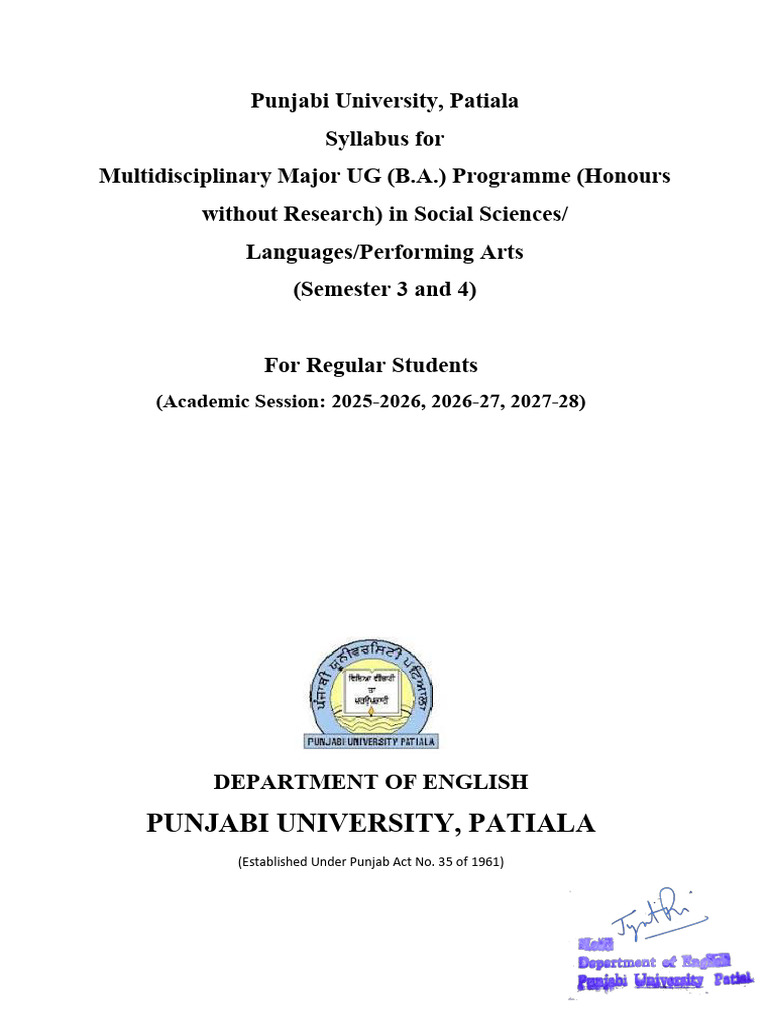 B.A. (English-Major) Part II (Sem III & IV) NEP-MDC (Revised) | PDF ...