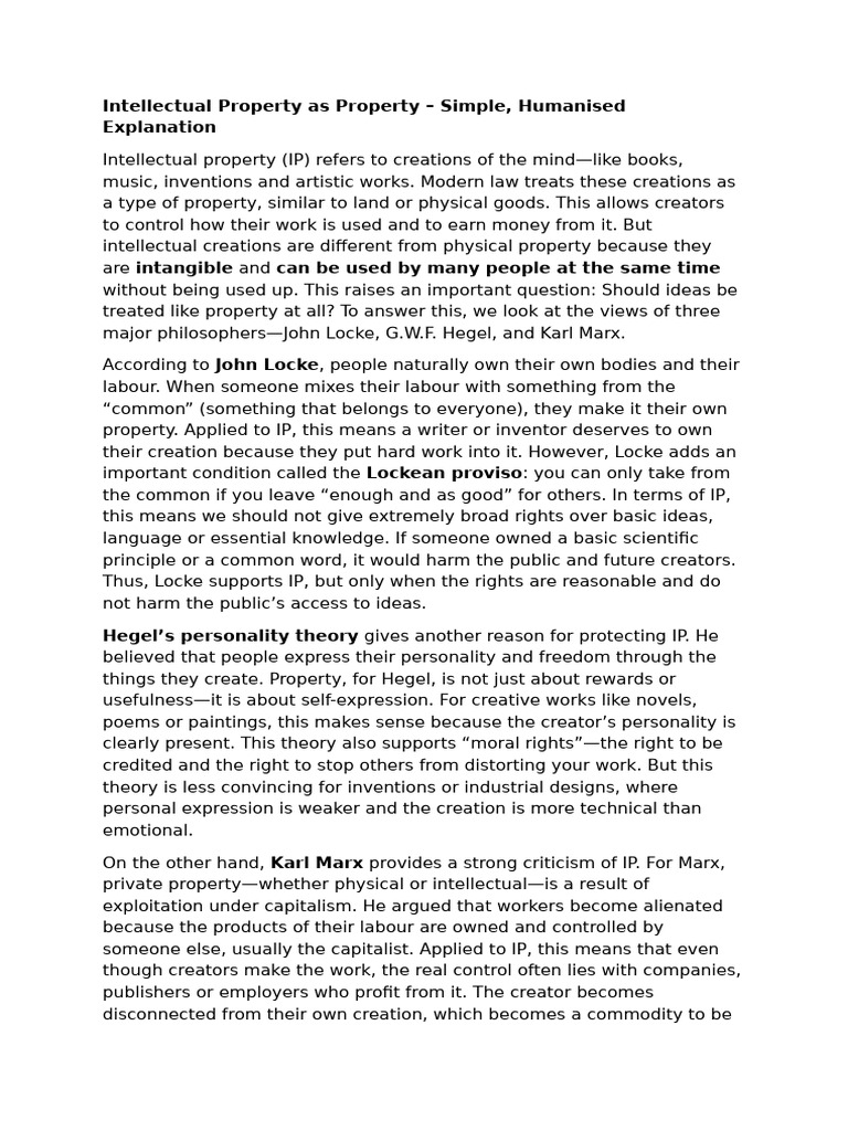 Exam Note Ip | PDF | Intellectual Property | Property