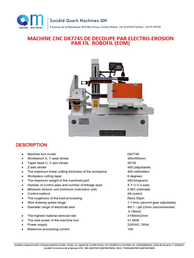 CNC Electro-Erosion Machine DK7745 | PDF | Crafts | Metalworking