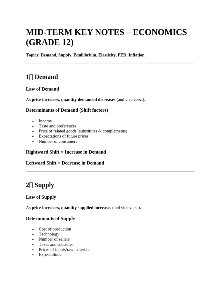 MID Term Key Note | PDF | Demand | Elasticity (Economics)