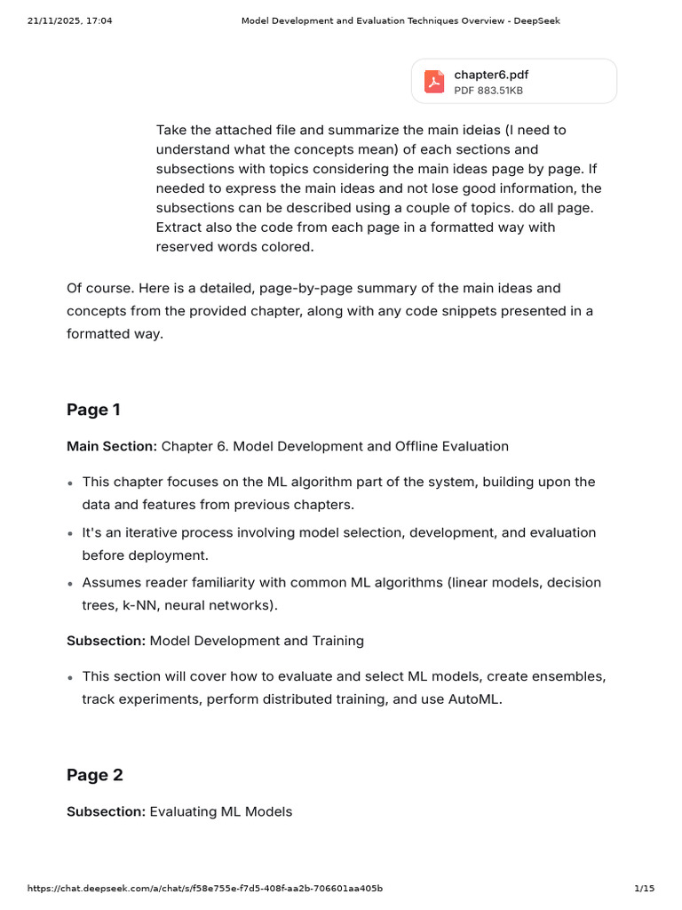 Model Development & Evaluation Techniques | PDF | Machine Learning ...