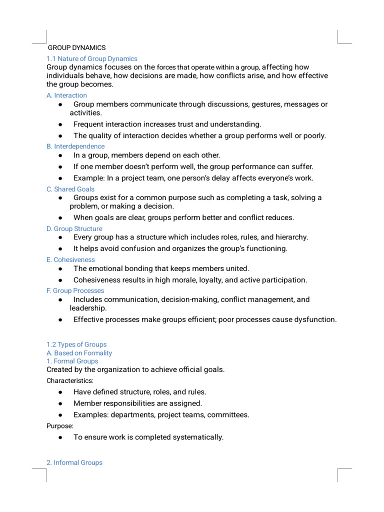 Understanding Group Dynamics and Roles | PDF | Leadership ...