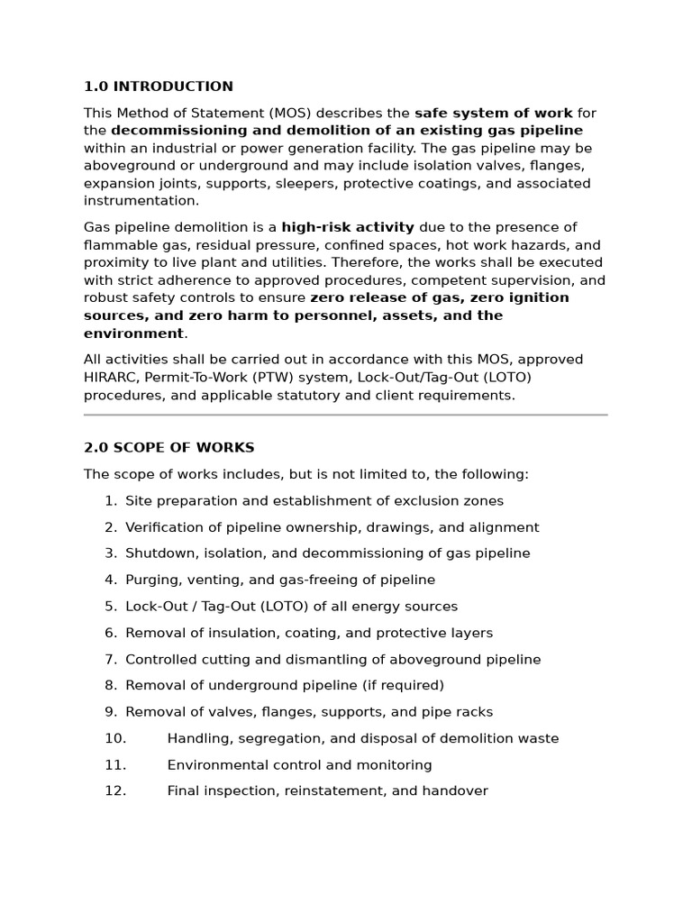 Gas Pipeline Demolition Safety Protocols | PDF | Occupational Safety ...