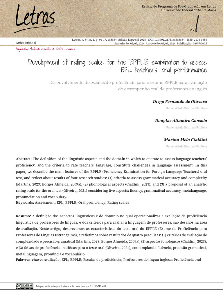 EPPLE Oral Proficiency Assessment for EFL Teachers | PDF | Grammar ...