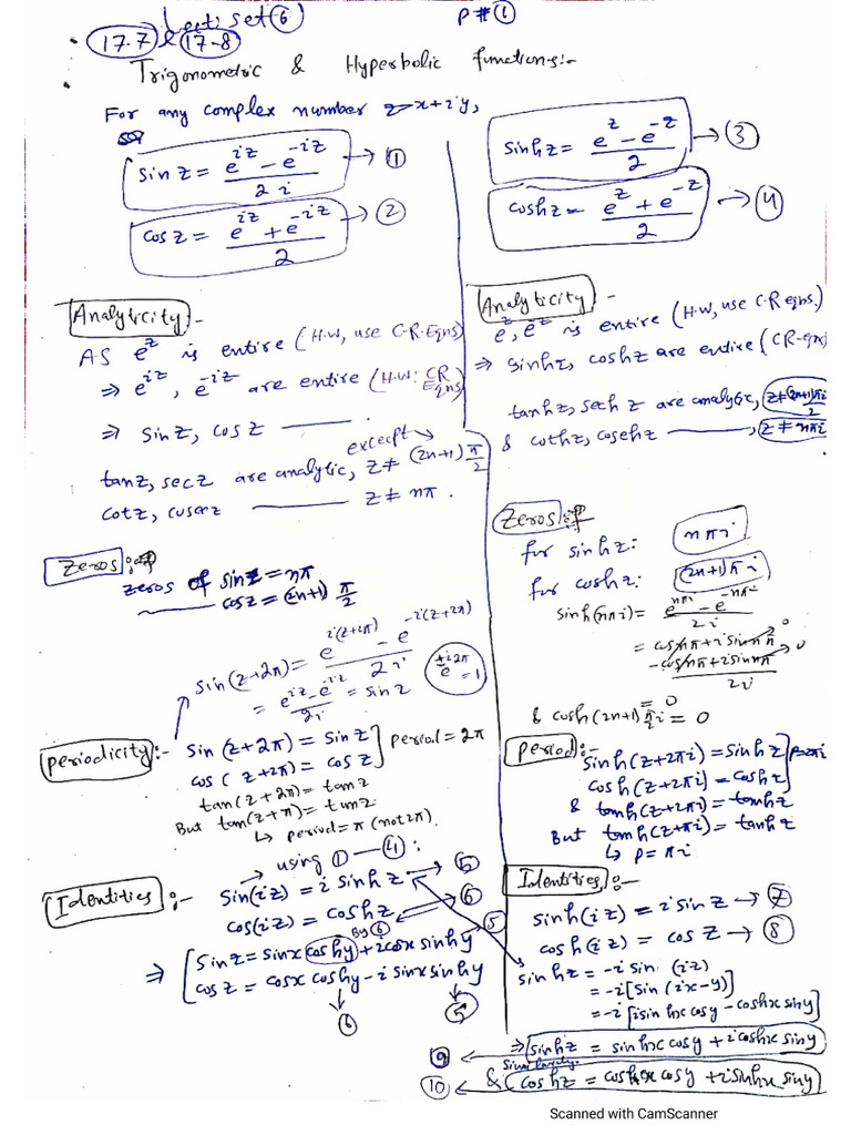 17.7-17.8 Trigonometric & Hyperbolic Functions-Old Notes | PDF