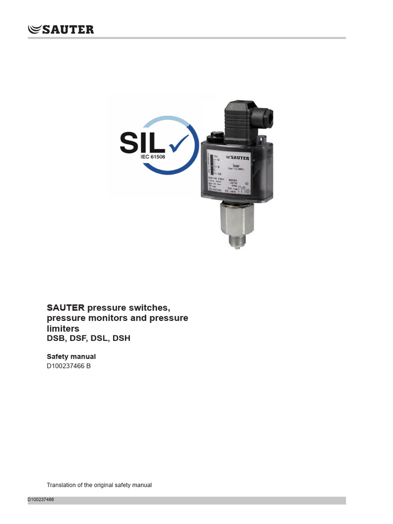 Sauter Pressure Switches Safety Manual | PDF | Safety