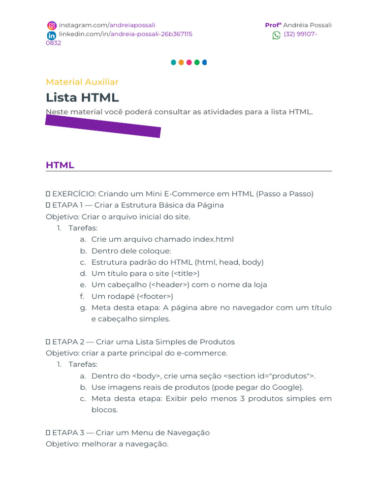 Material Auxiliar - Lista HTML | PDF