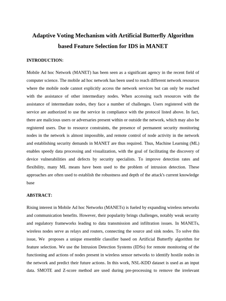 Adaptive Voting Mechanism With Artificial Butterfly Algorithm Based ...