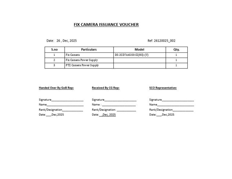 Fix Camera Issuance Voucher.. | PDF