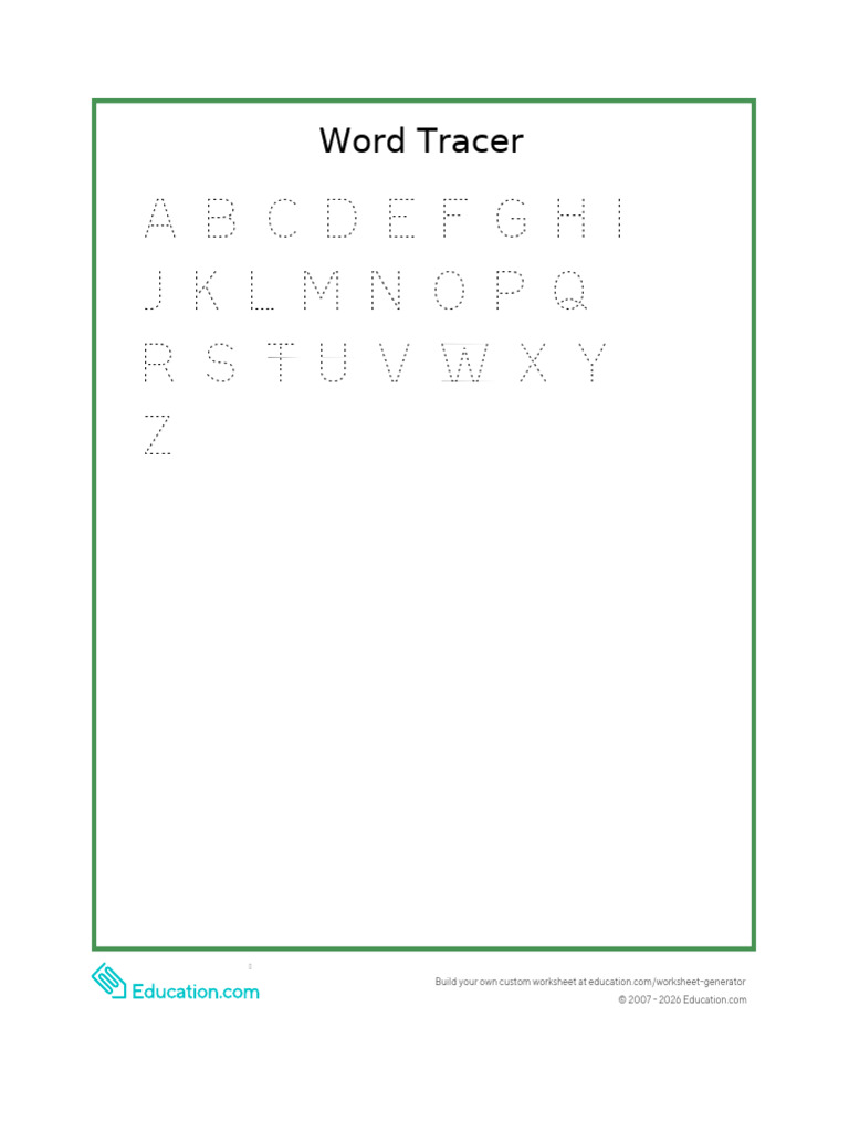 Custom Word Tracer Worksheet | PDF