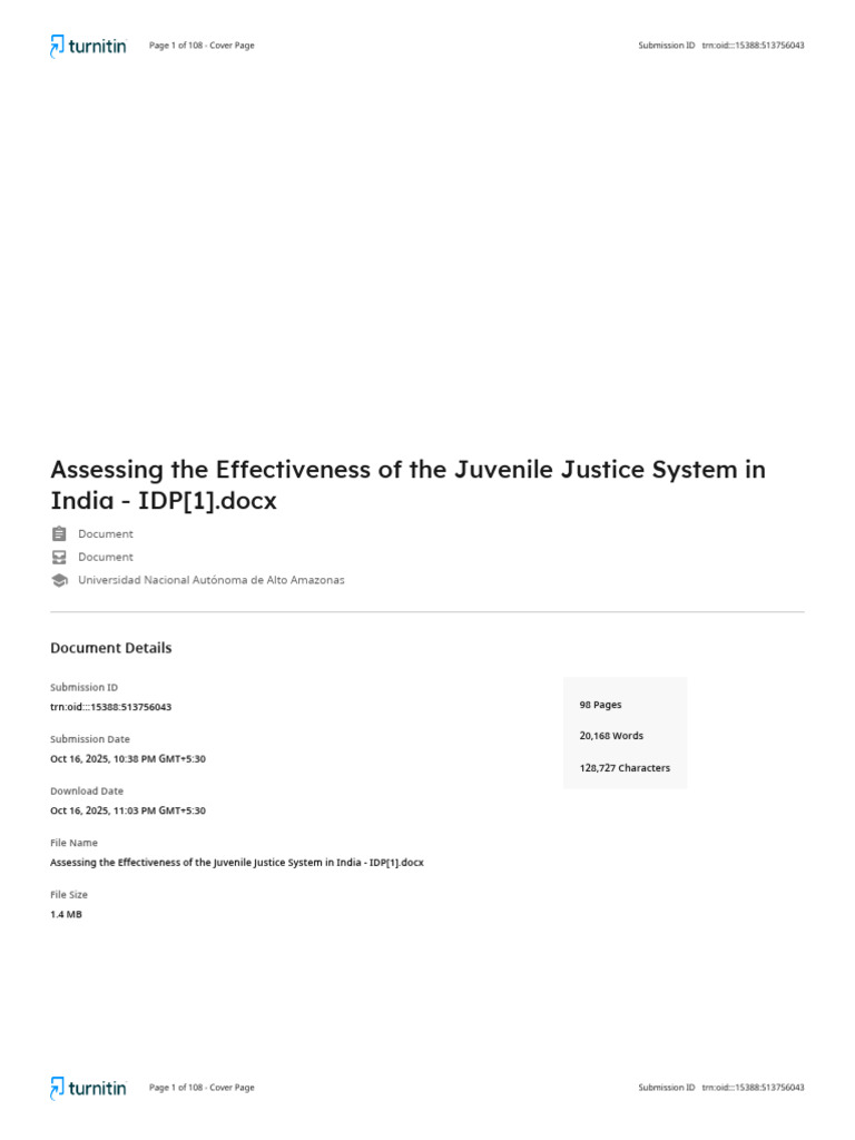 Assessing The Effectiveness of The Juvenile Justice System in India ...