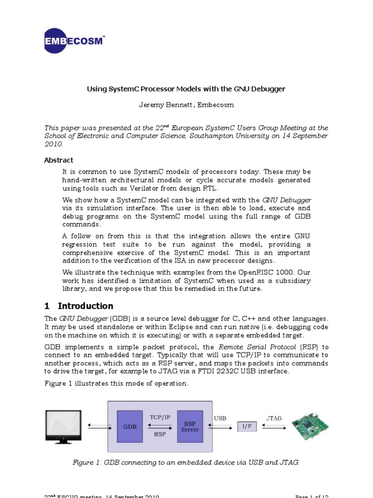 Escug Systemc GDB | PDF | Application Programming Interface | Communications Protocols