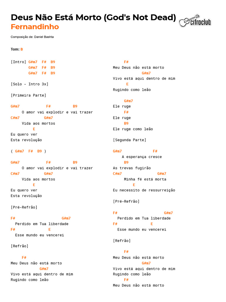 Deus Não Está Morto (God's Not Dead) (Fernandinho) | PDF
