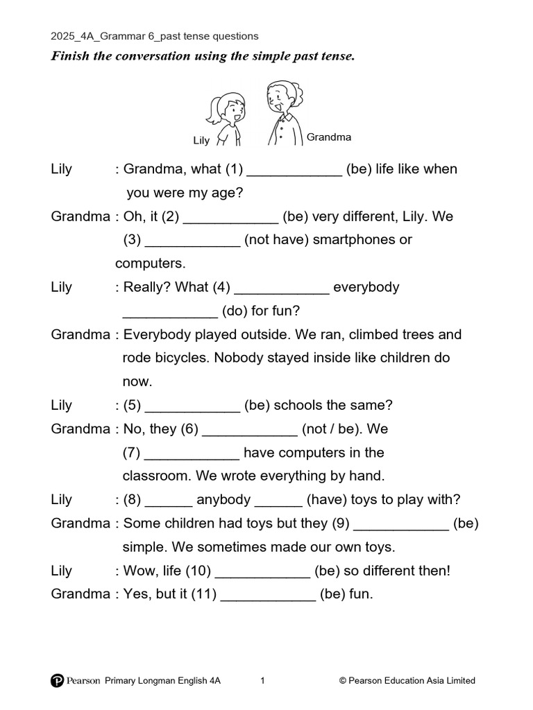 2025 4A Grammar 06 Past Tense Questions | PDF